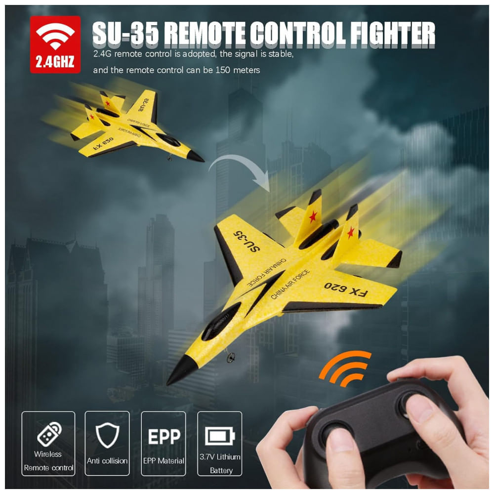 SU 35 Avião de Controle Remoto 2.4G Design 2CH, Idade Recomendada 14 ...