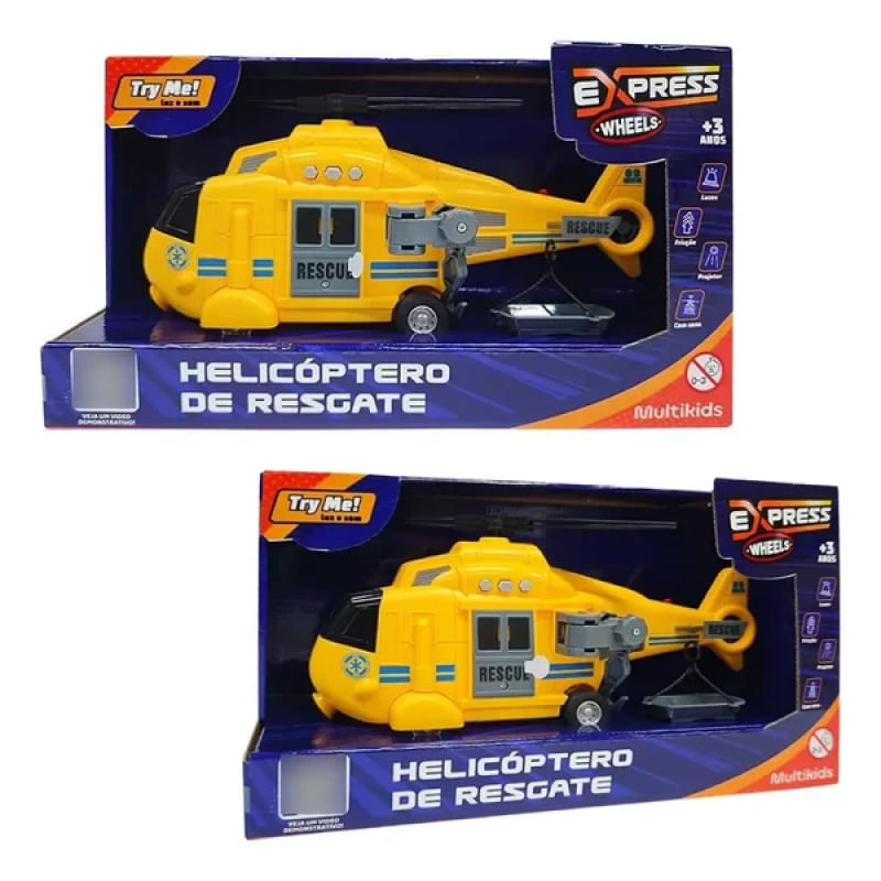 Express Wheels Helicóptero De Resgate Com Luz E Som Amarelo - Ri Happy