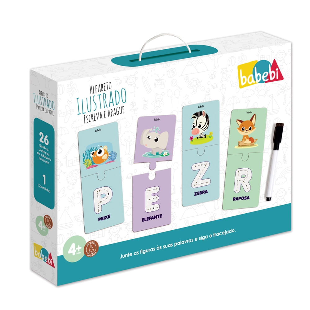 Alfabeto Ilustrado Escreva E Apague - 6047 - Babebi - Ri Happy Alfabeto Ilustrado Escreva E Apague - 6047 - Babebi - Ri Happy