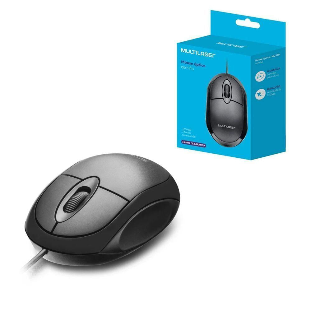 Combo Mouse Multilaser Preto Mo300 + Mouse Pad Melancia