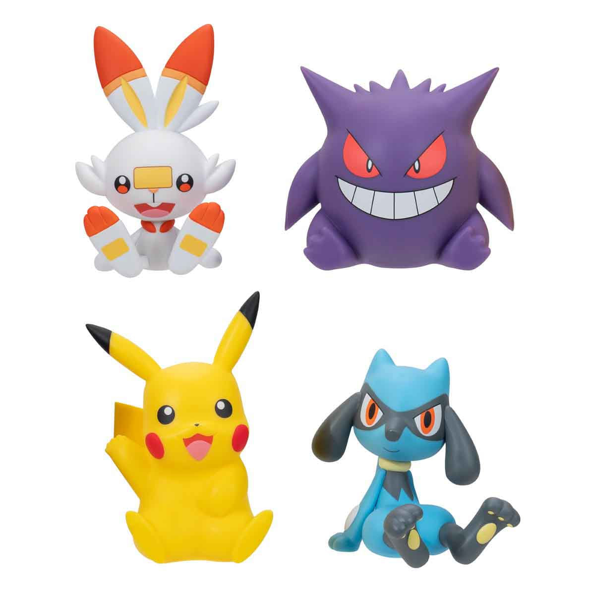 Bonecos Pikachu, Gengar, Scorbunny E Riolu - Pokémon - Ri Happy