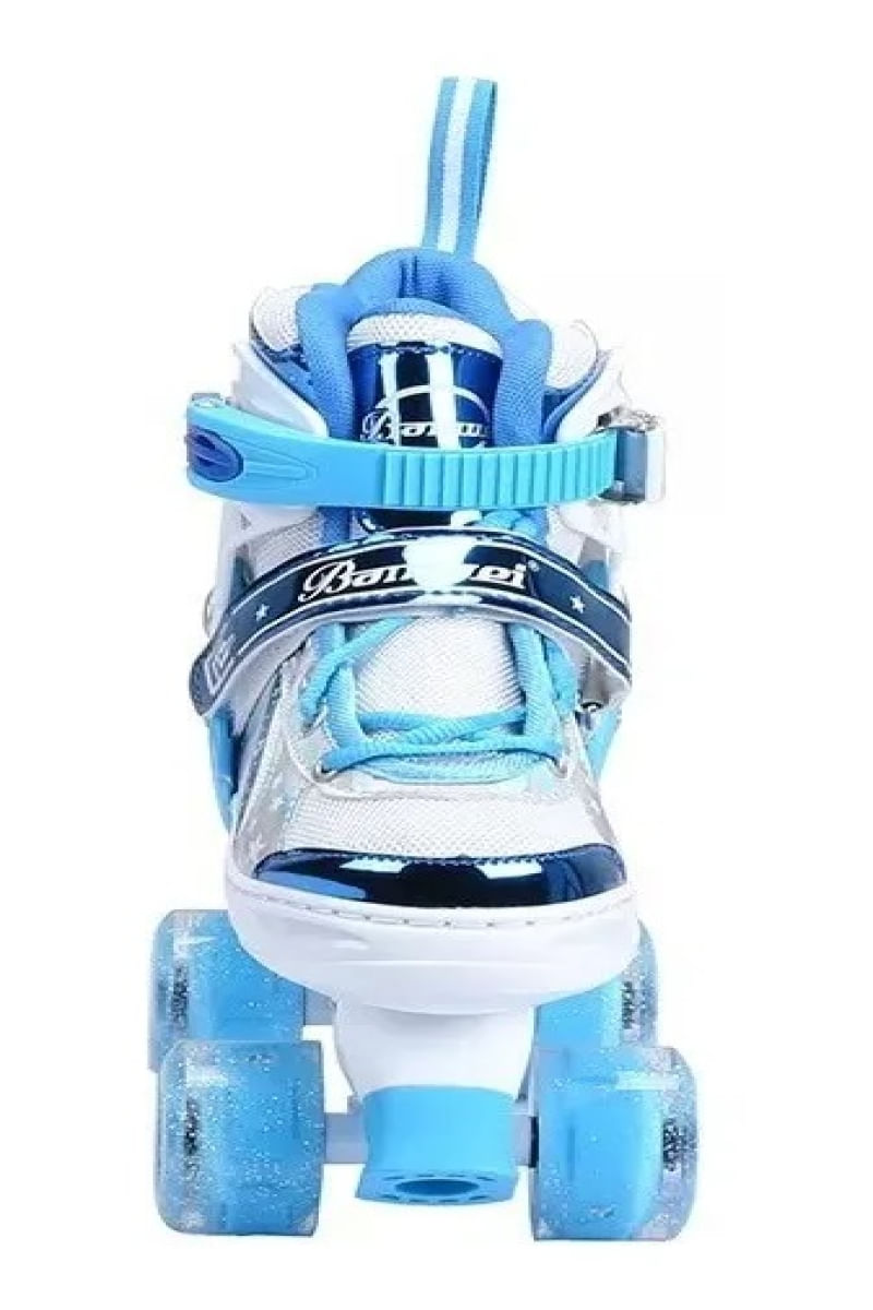 Patins Infantil Quad Ajustável + Rodas Led- AZUL-28-32 - Ri Happy
