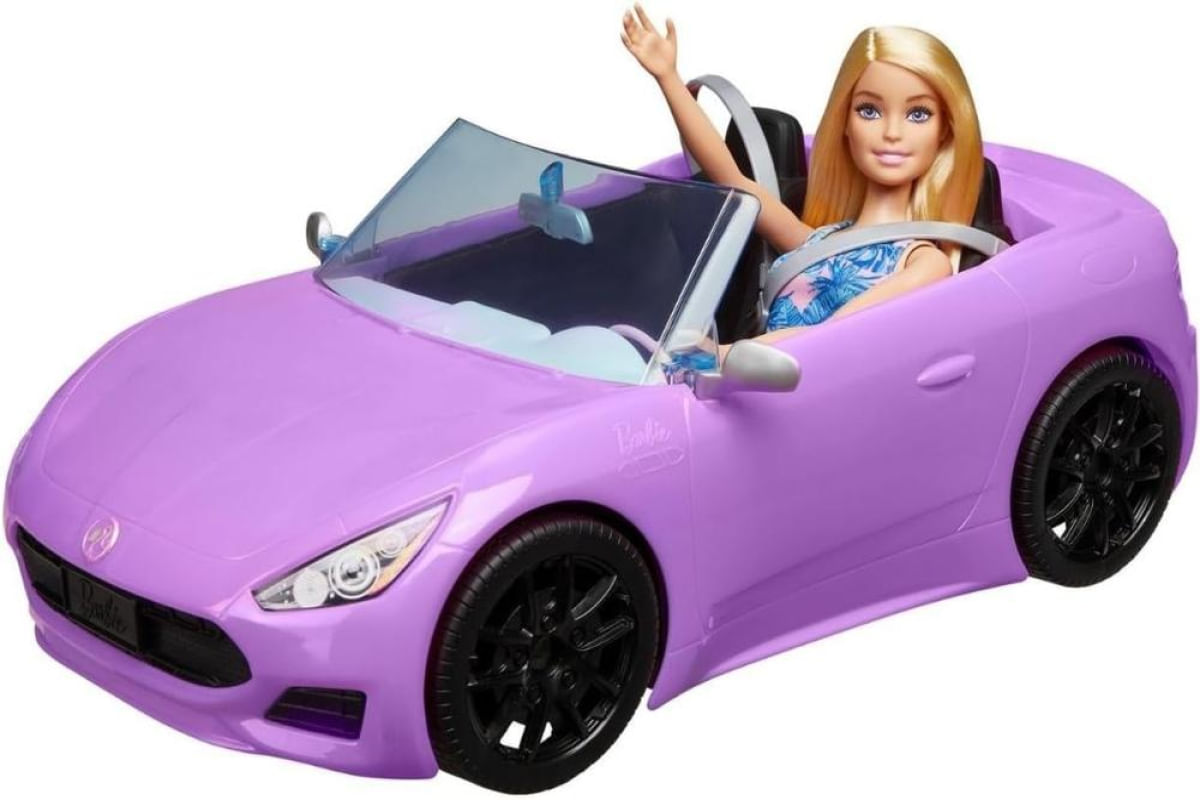 Carro Barbie Conversivel Roxo com Boneca - Mattel HBY29 - Ri Happy