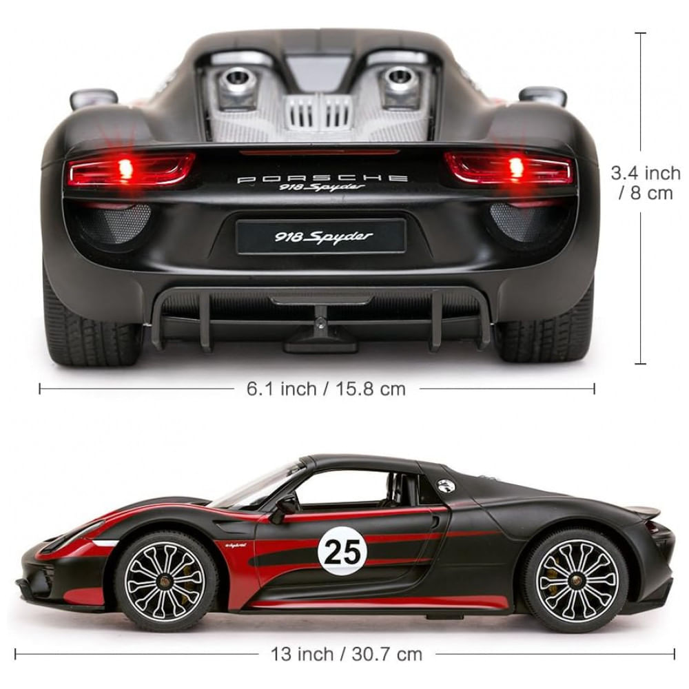 RASTAR Carrinho com Controle Remoto Porsche 918, Preta - Ri Happy