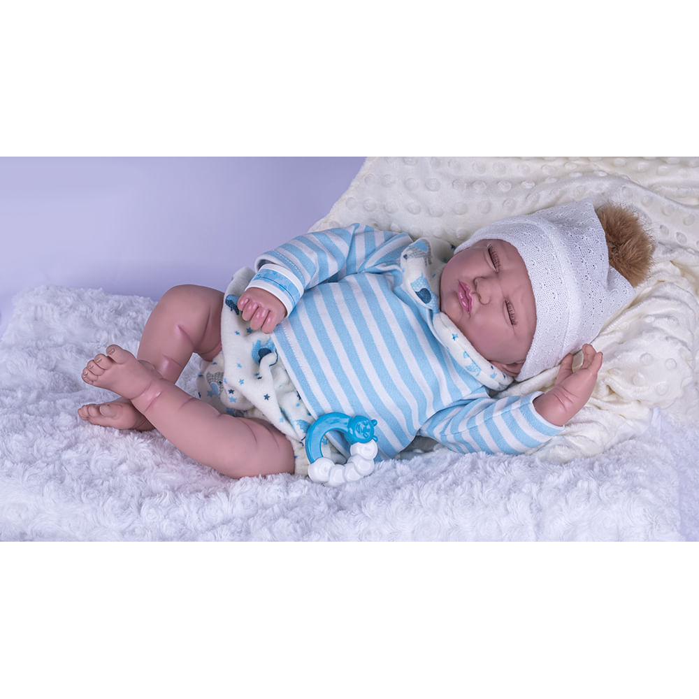 Confira Boneca Bebe Reborn - Classic Menino Roupa Azul e Touca ...