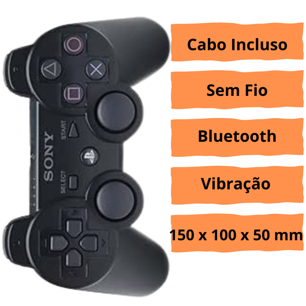 Controle joystick sem fio Sony compatível PlayStation Dualshock 3 ...