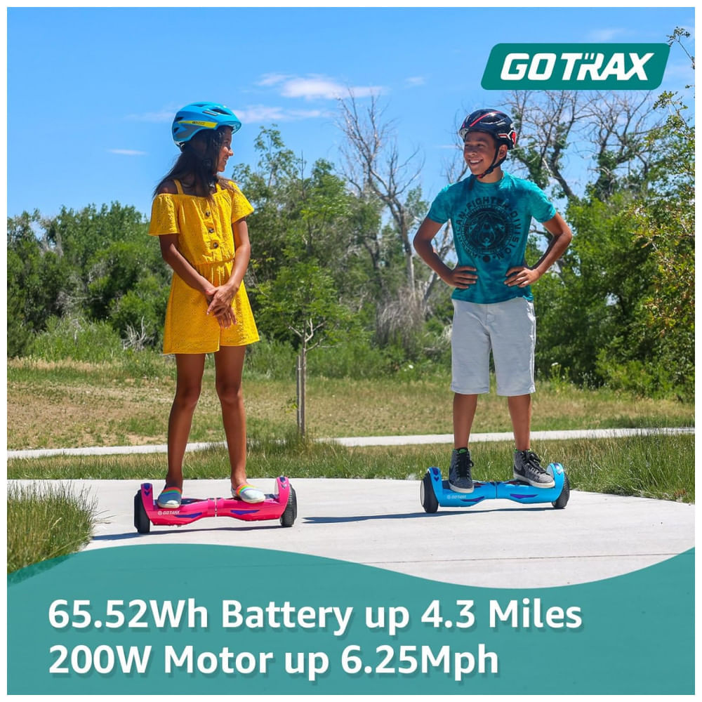 Hoverboard Elétrico Motor Duplo 200W Velocidade Máxima 9 km, h, Farol LED, Gotrax NOVA, Rosa