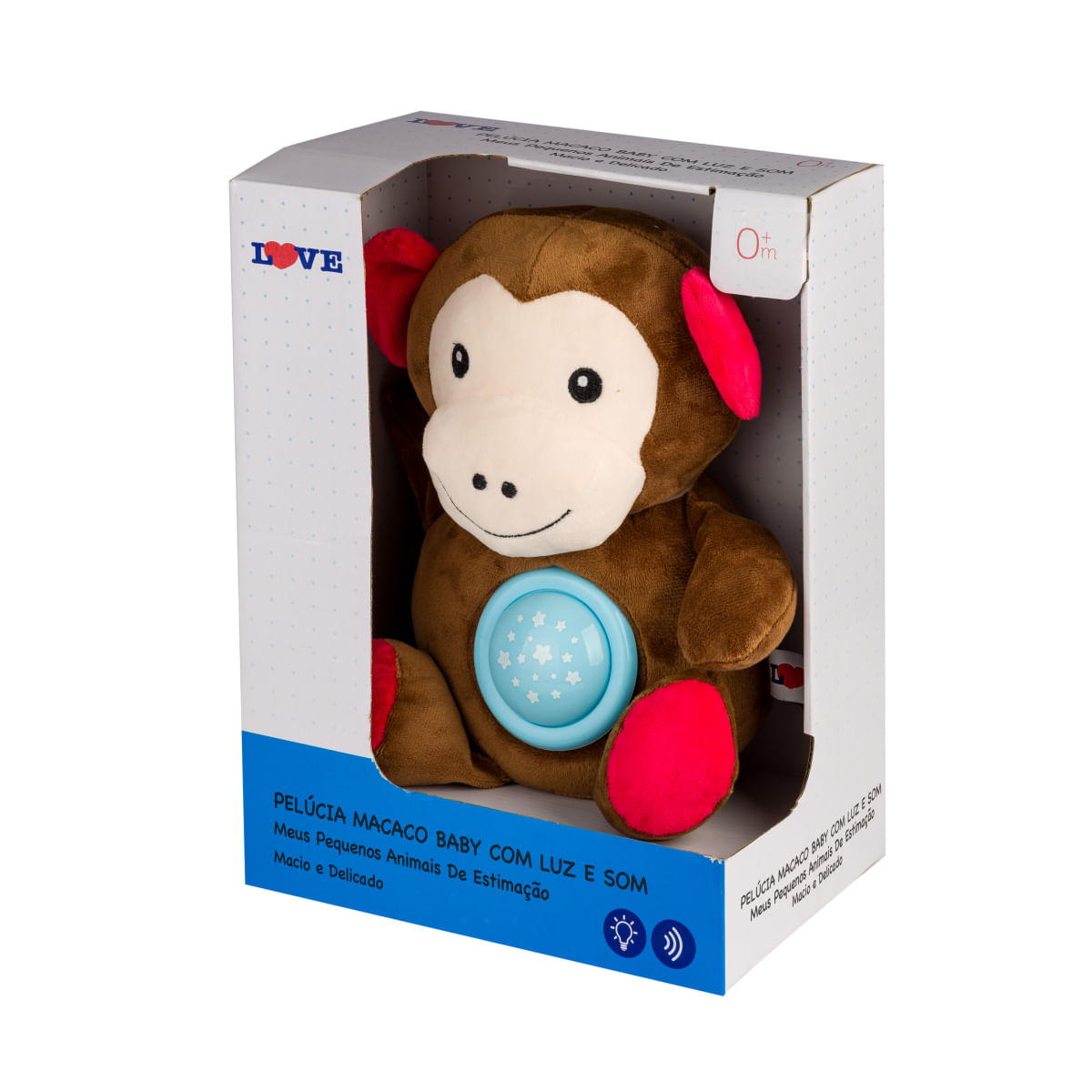 Pelúcia Infantil Macaco Com Luzes E Sons 27Cm Baby