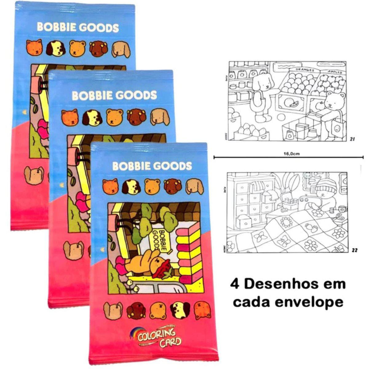 50X Bobbie Goods Cards para Colorir Pacote com 4 Unidades - Ri Happy