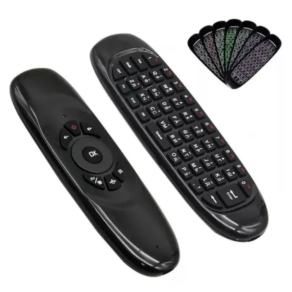 Controle mouse Mini Teclado Iluminado Wireless 2.4G USB - Ri Happy