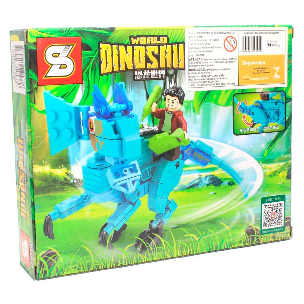 Bloco de Montar Dinossauro World Dinosaur 1503D 173 Peças - Ri Happy