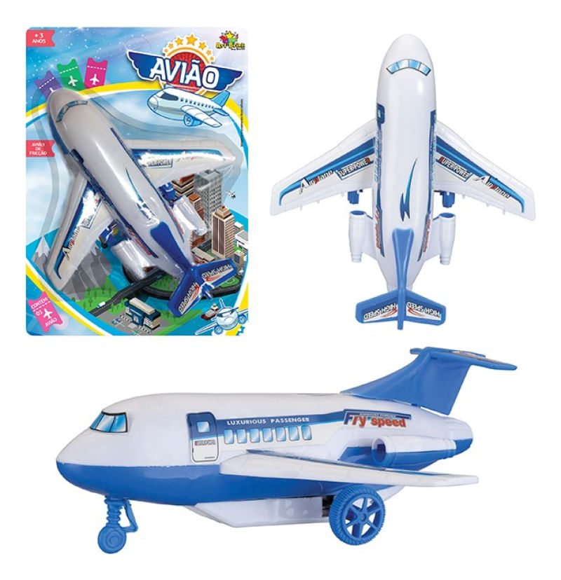 Avião Aviãozinho Plástico Movido A Fricção Pullback - Ri Happy