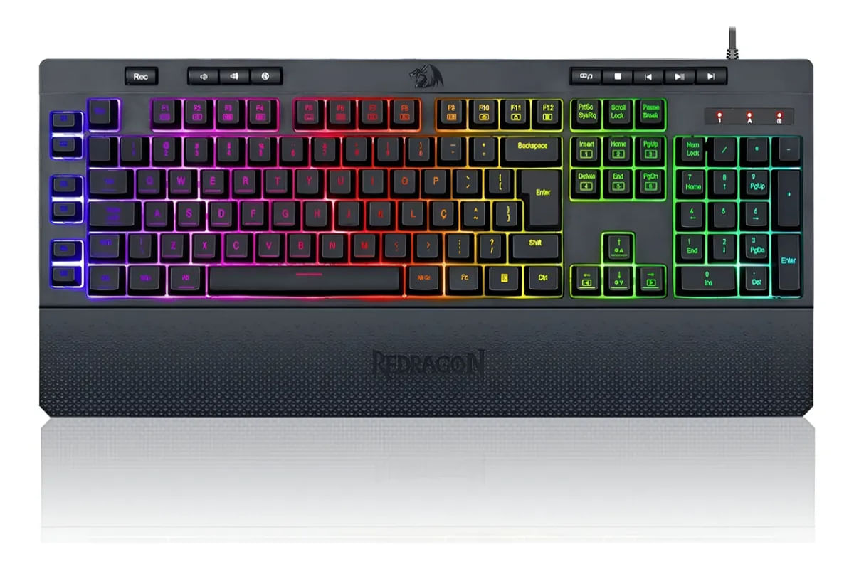 Teclado Gamer com Fio Qwerty Redragon Shiva K512 RGB Cor Preto