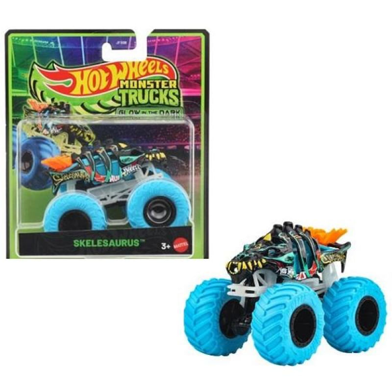 Hot Wheels Monster TRUCKS Brilha NO Escuro Mattel JFX08 Skelesaurus ...
