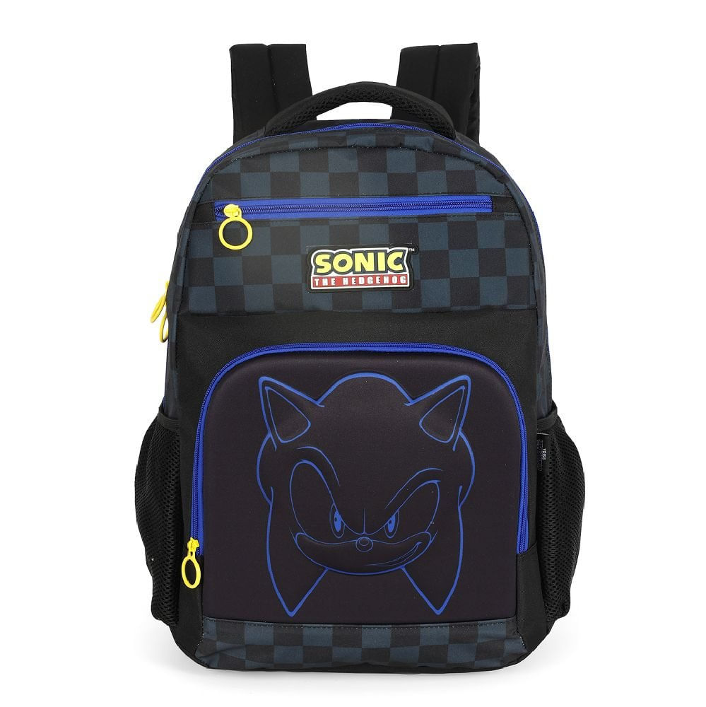Mochila De Costas Infantil Escolar Sonic Face3D Black Luxcel - Ri Happy