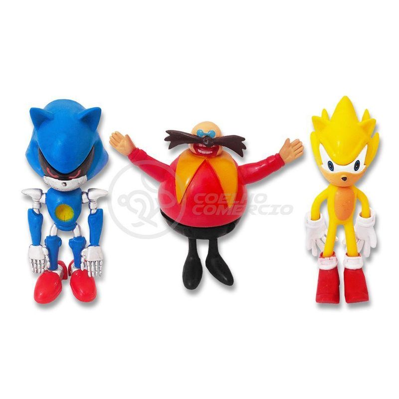 Cartela Sonic The Hedgehog 3 Bonecos Dr Eggman Metal Sonic E Super ...