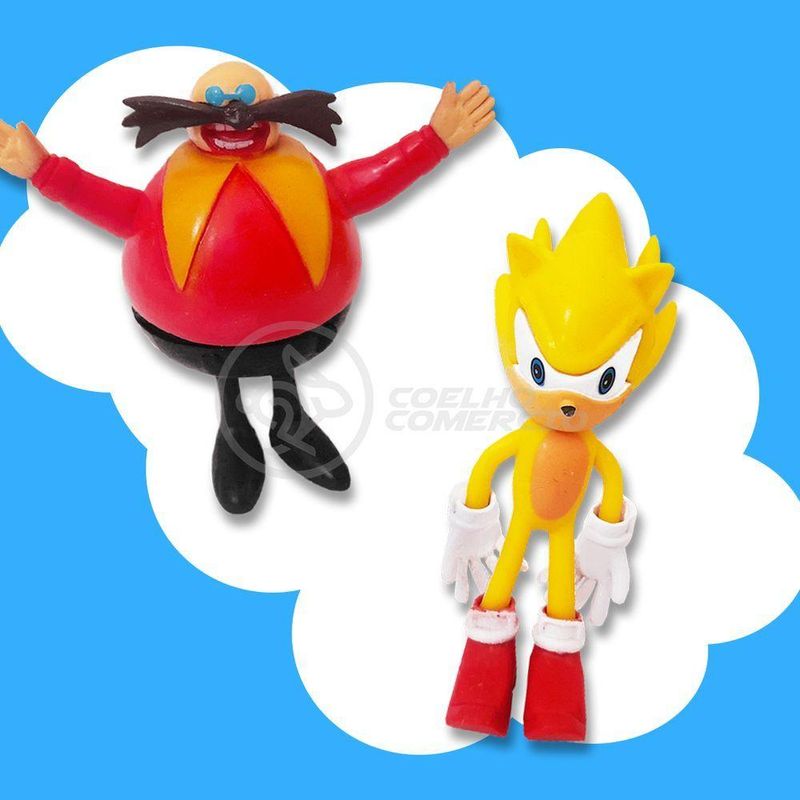 Cartela Sonic The Hedgehog 3 Bonecos Dr Eggman Metal Sonic E Super ...