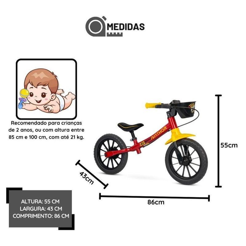 Bicicleta Balance Bike Infantil Fast Mod. 3 Aro 12 - Nathor - Ri Happy