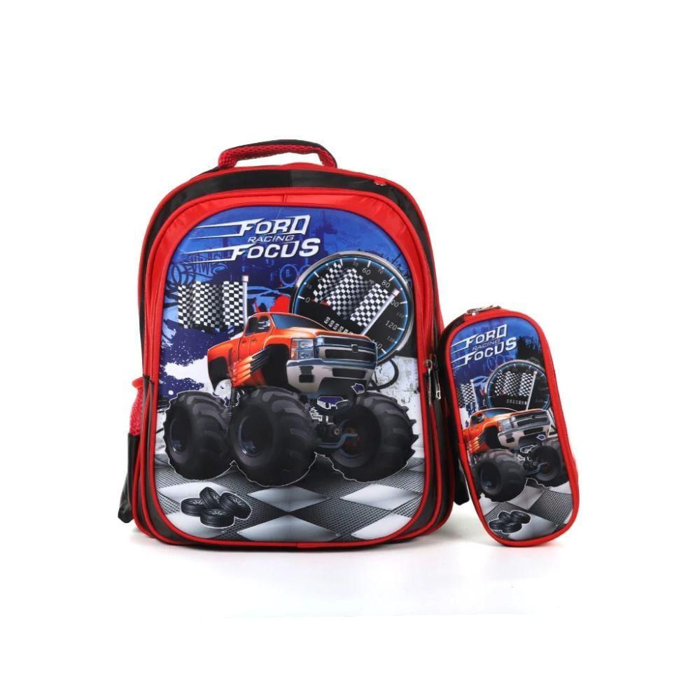 Bolsa Escolar Com Estojo Ultra Leve Resistente A Agua Infantil - Carro ...